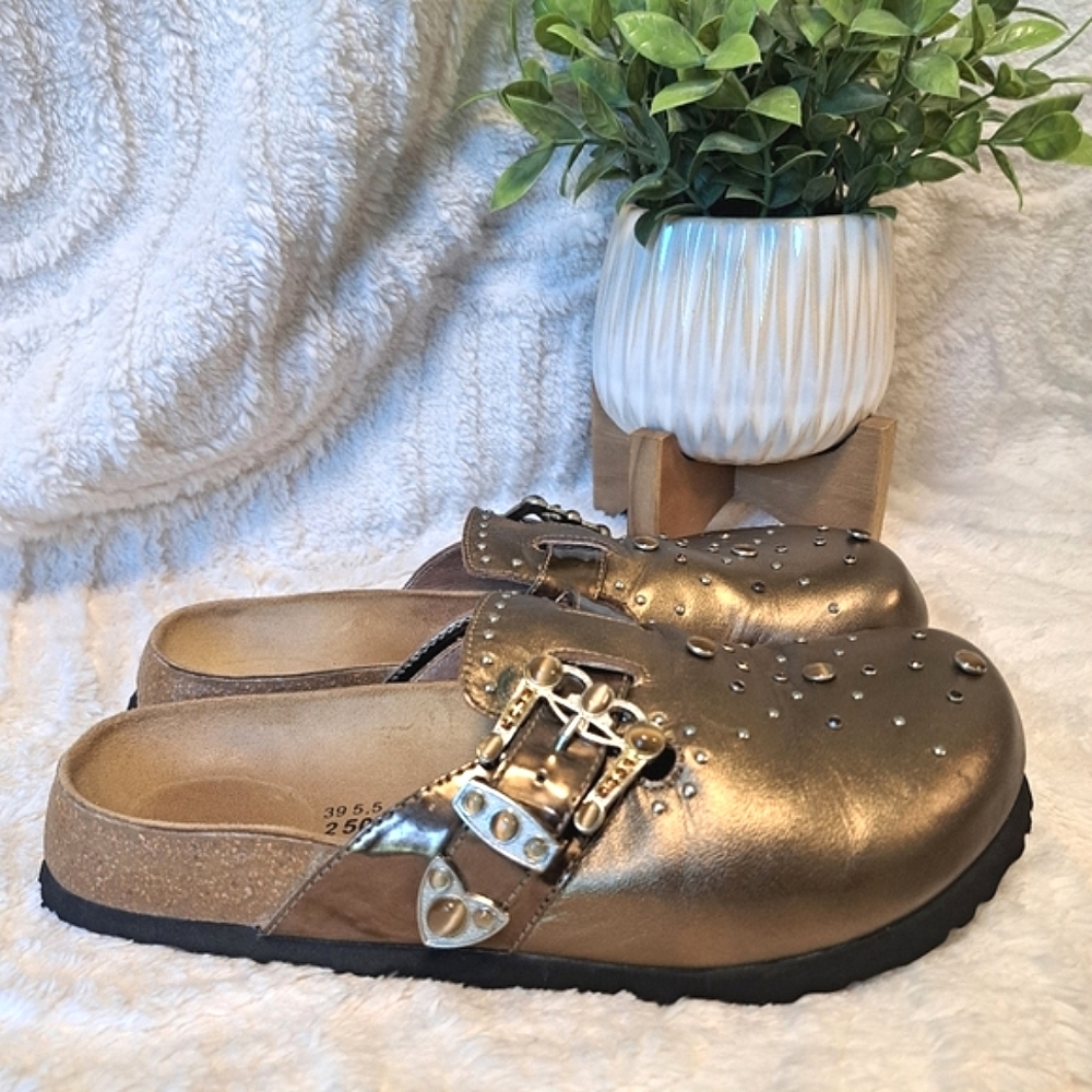 Birkenstock Betula Boston Clogs Rocko Gold Leather Bu… - Gem